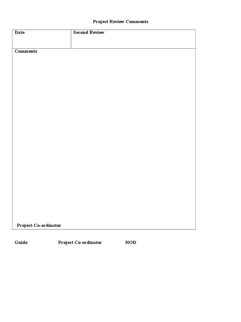 B.Tech Project Review Comments Template | PDF | Technology & Engineering