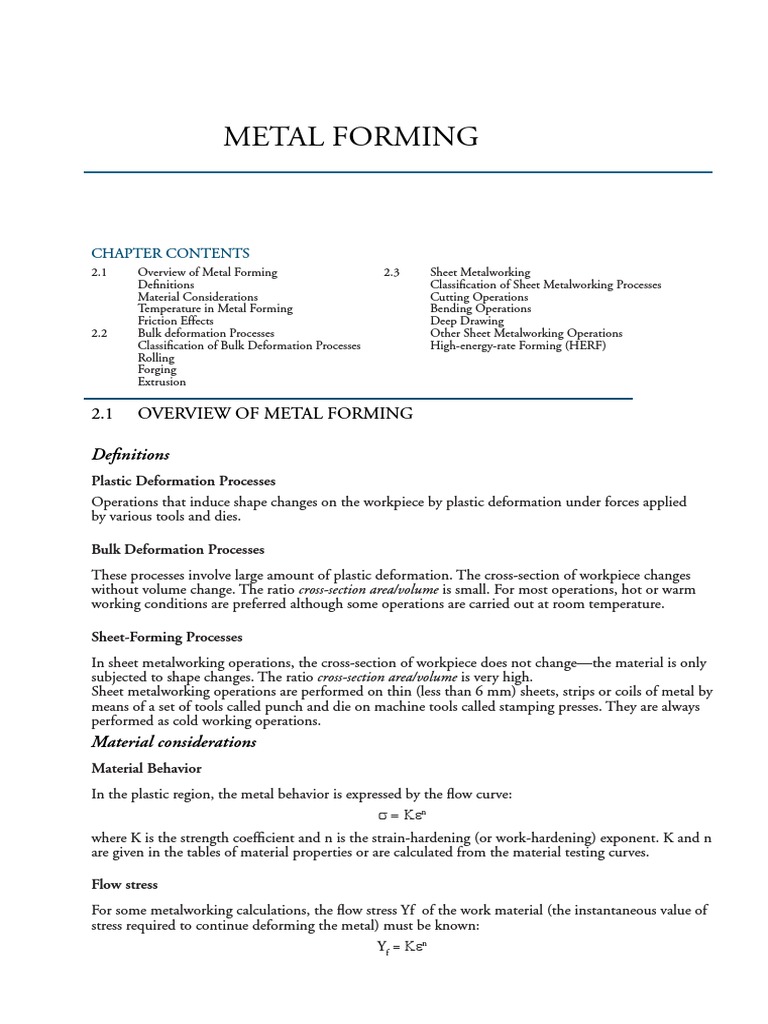 2.1 Overview of Metal Forming | PDF | Forging | Sheet Metal