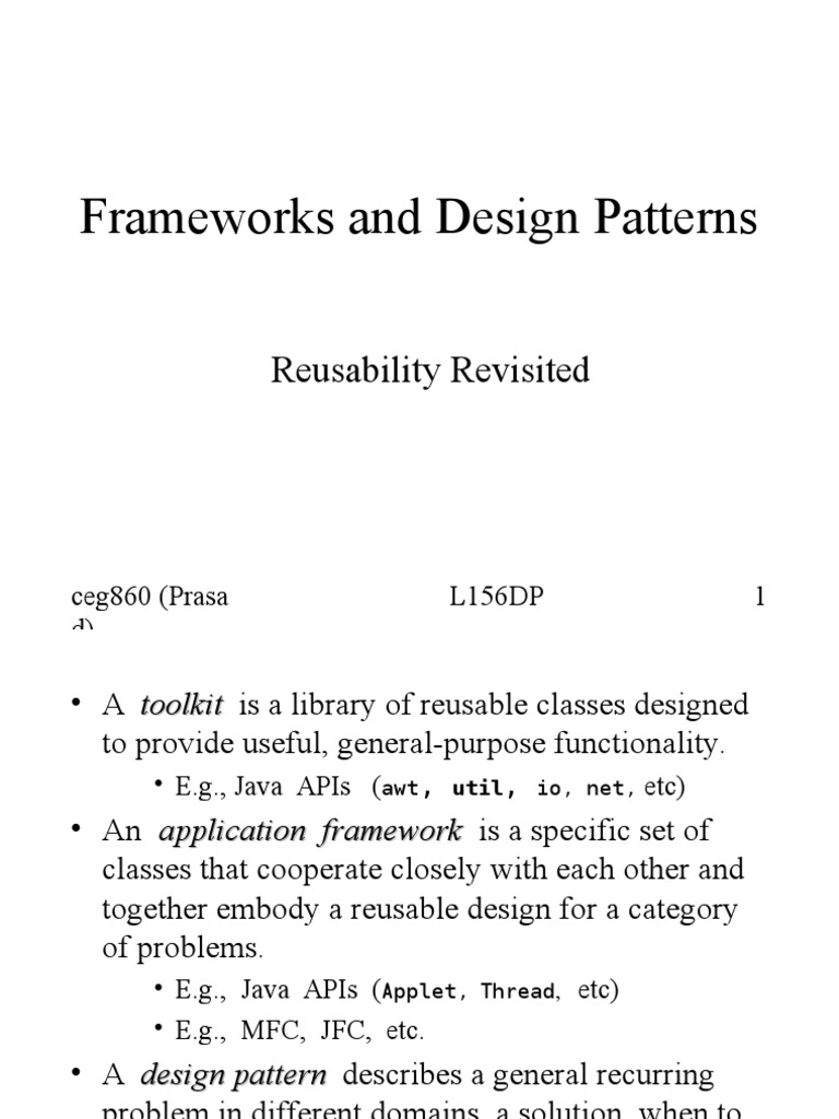 Frameworks and Design Patterns: Reusability Revisited | PDF | Model ...