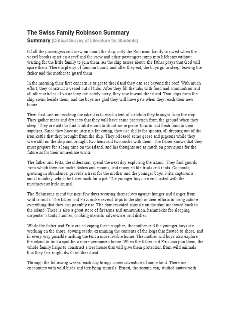 The Swiss Family Robinson Summary | The Swiss Family Robinson | Nature