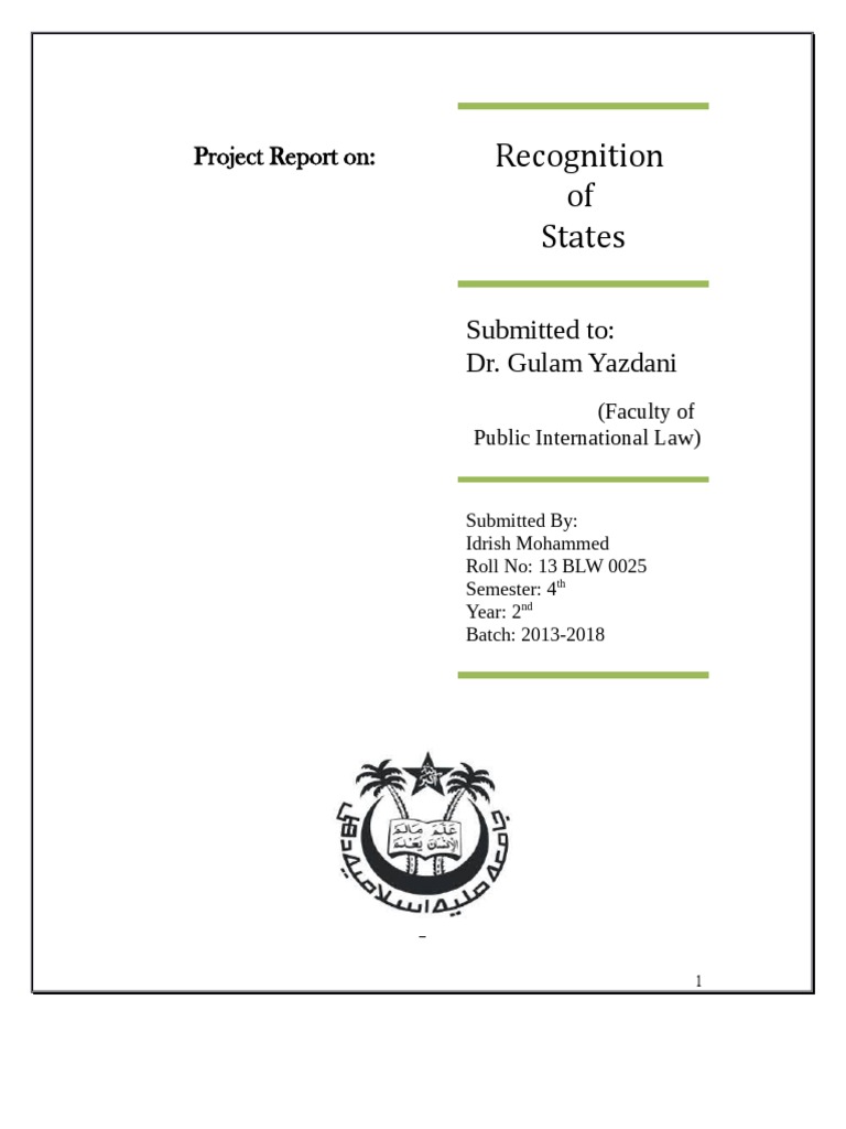 Recognition of States | PDF | Sovereign State | Oslo I Accord