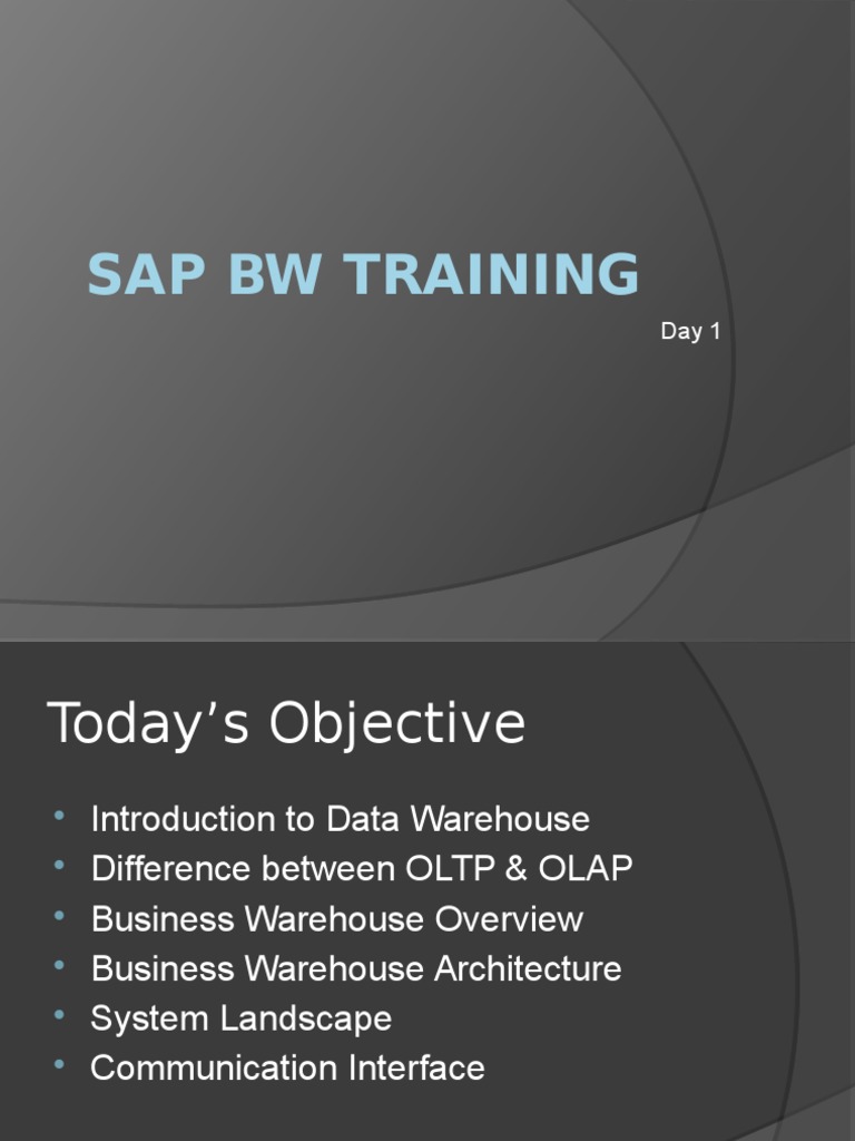 SAP BW Training-Day1 | PDF | Data Warehouse | Business Intelligence