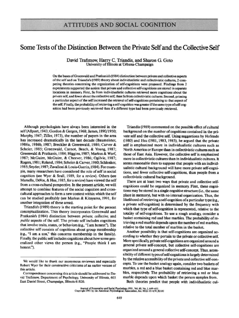 Some Tests of The Distinction Between The Private Self and The ...