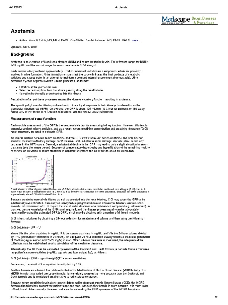 Azotemia.pdf | Renal Function | Creatinine