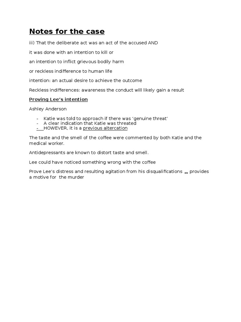 Intent and Motive in Murder Case Analysis | PDF | Self-Improvement ...