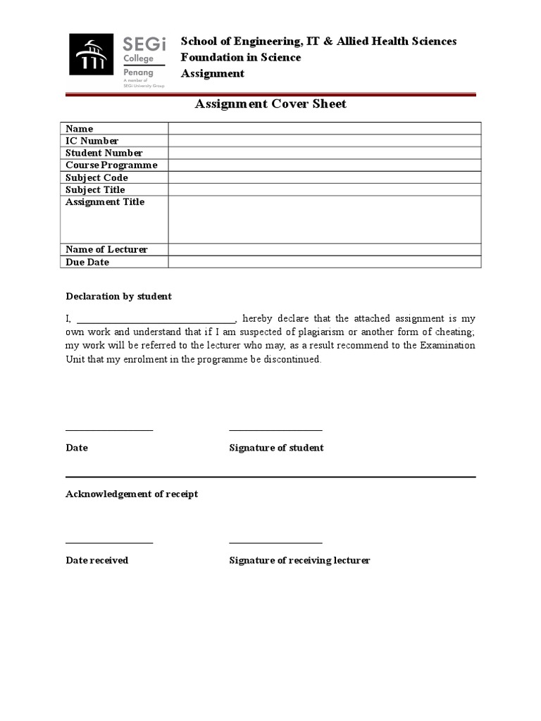 Engineering Assignment Cover Sheet | PDF