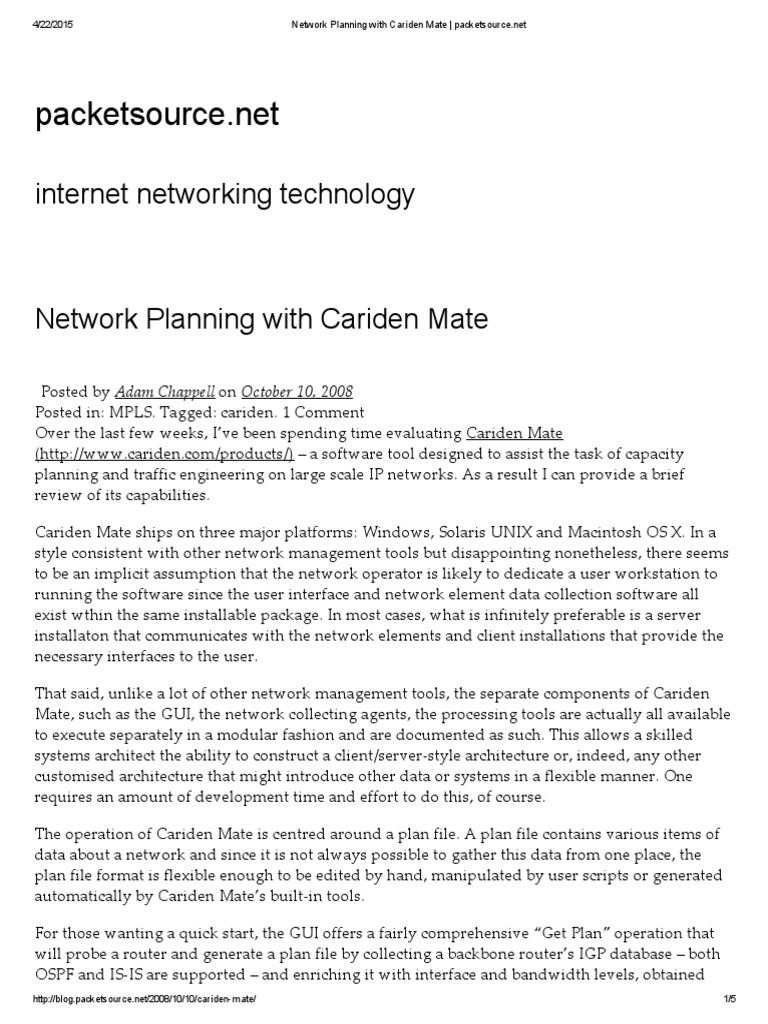 Network Planning With Cariden Mate - Packetsource | PDF | Graphical ...
