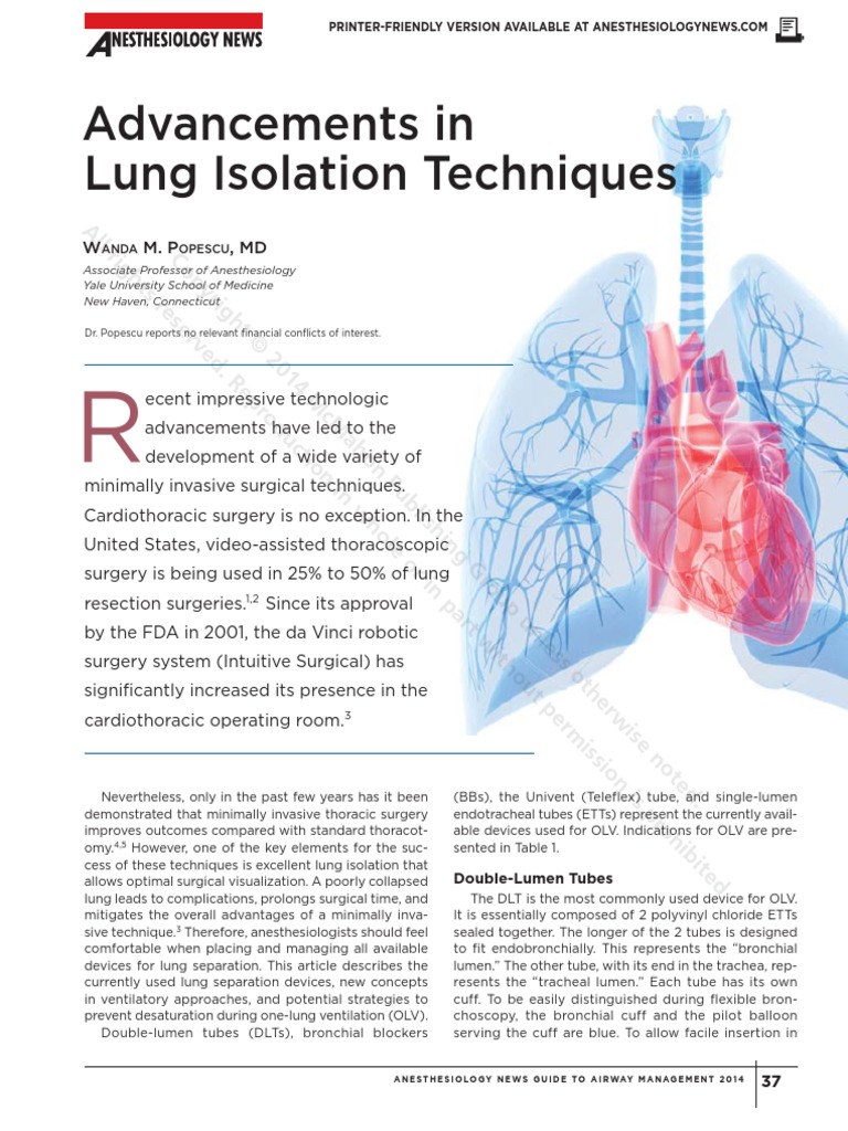 Advancements in Lung Isolation Techniques: All Rights R | PDF ...