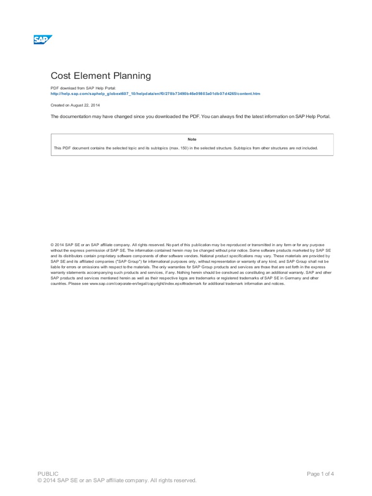 Cost Element Cost Planning | PDF | Information Technology Management ...
