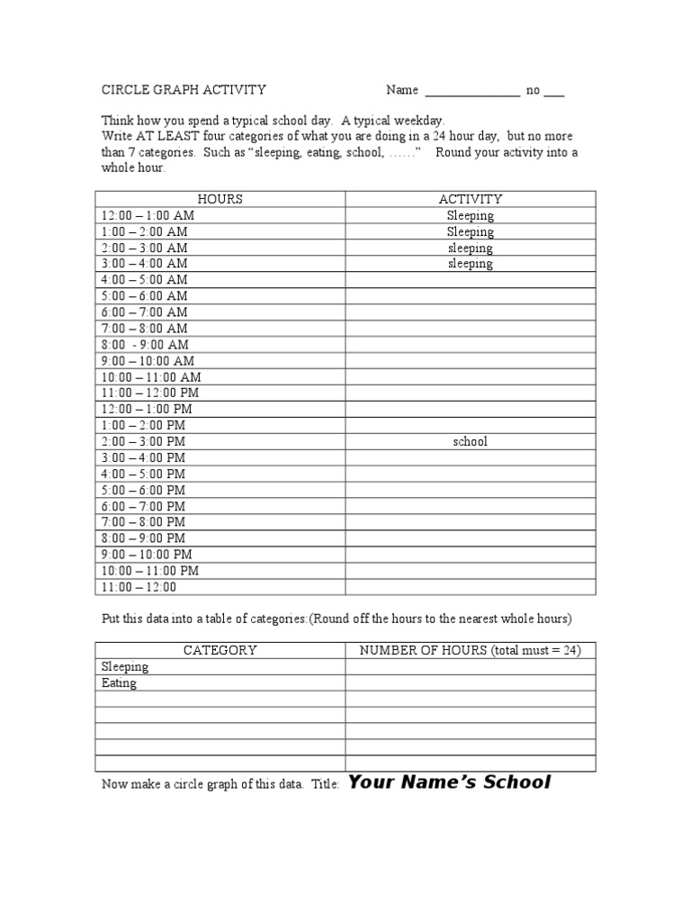 Circle Graph of Daily Activities | PDF | Foreign Language Studies ...