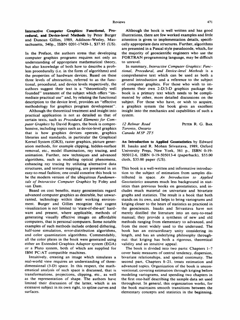 Interactive Computer Graphics: Functional, ProeedurAl, and Device-Level Methods | PDF ...