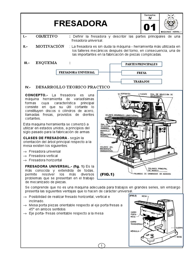 Ficha 01 Fresadora | Industrias | Equipo