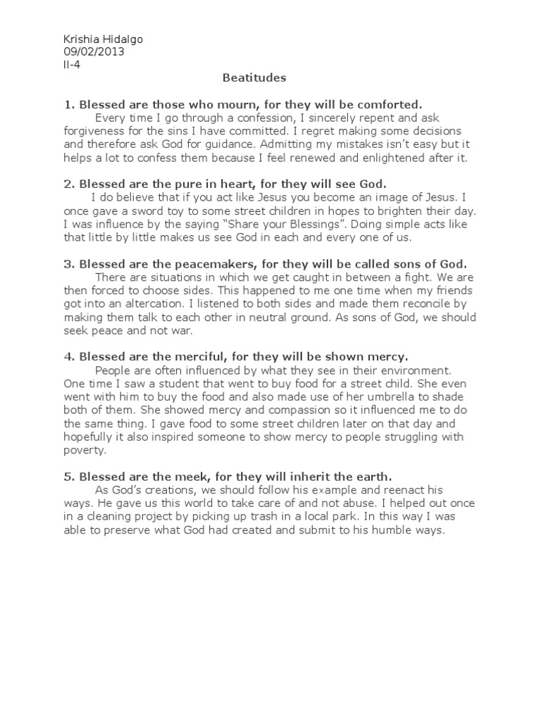 Reflections on the Beatitudes | PDF