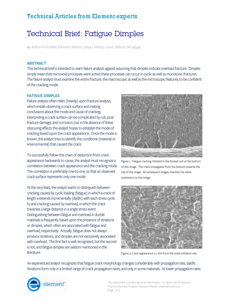 Analyzing Fatigue Dimple Fractures | PDF | Fracture | Fatigue (Material)