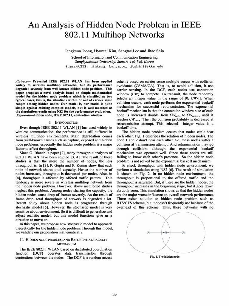 An Analysis of Hidden Node Problem in IEEE 802.11 Multihop | PDF ...