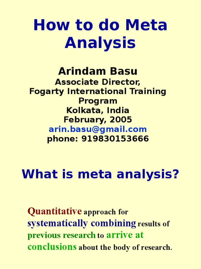 How To Do Meta Analysis: Arindam Basu | Download Free PDF | Meta ...