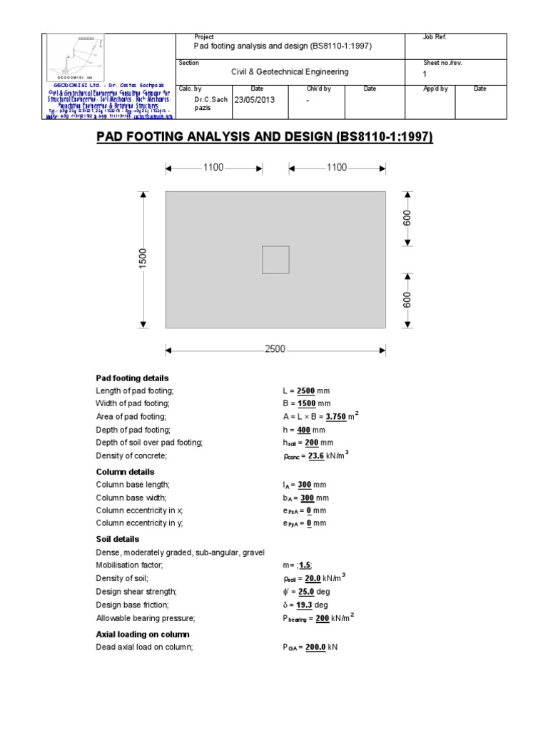 Pad Footing Overturning Analysis | PDF | Science & Mathematics