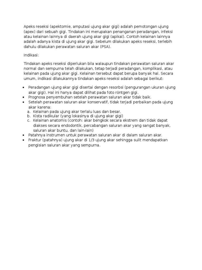 Prosedur Apeks Reseksi Gigi | PDF