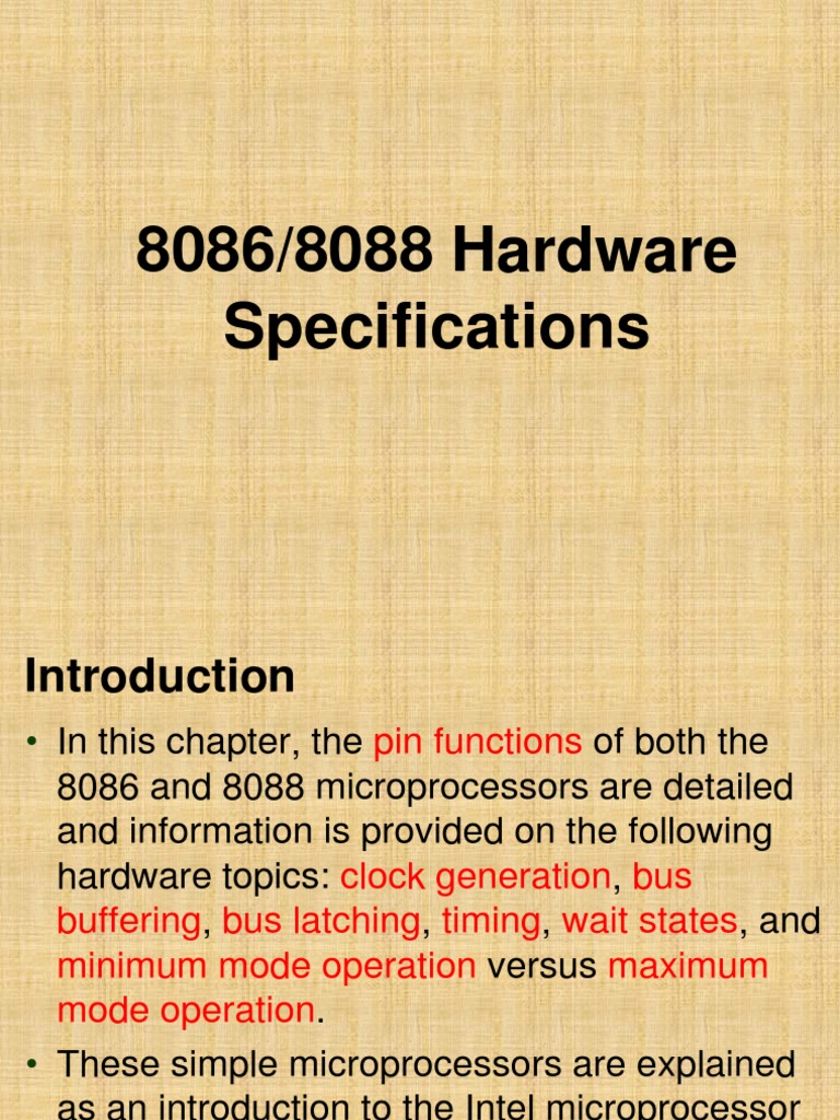 8086 Hardware Specification | PDF | Input/Output | Microprocessor 8086 Hardware Specification | PDF | Input/Output | Microprocessor