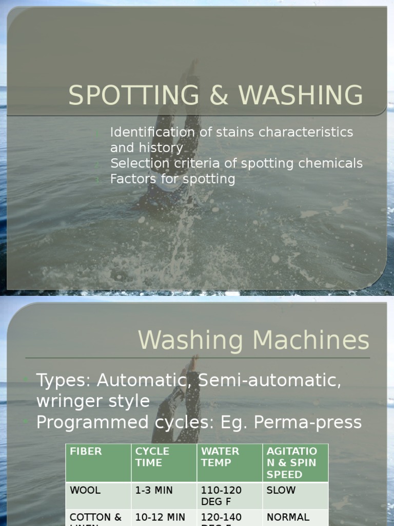 Spotting & Washing | PDF | Laundry | Textiles