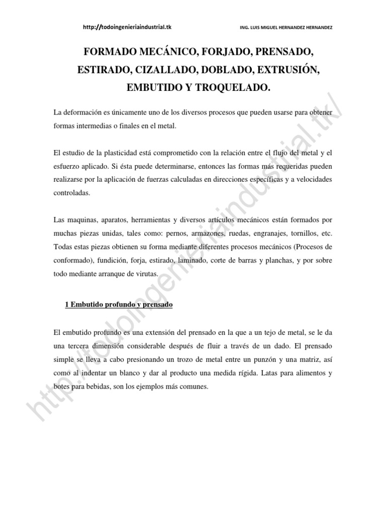 Formado Mecanico Forjado Prensado Estirado Cizallado Doblado ...