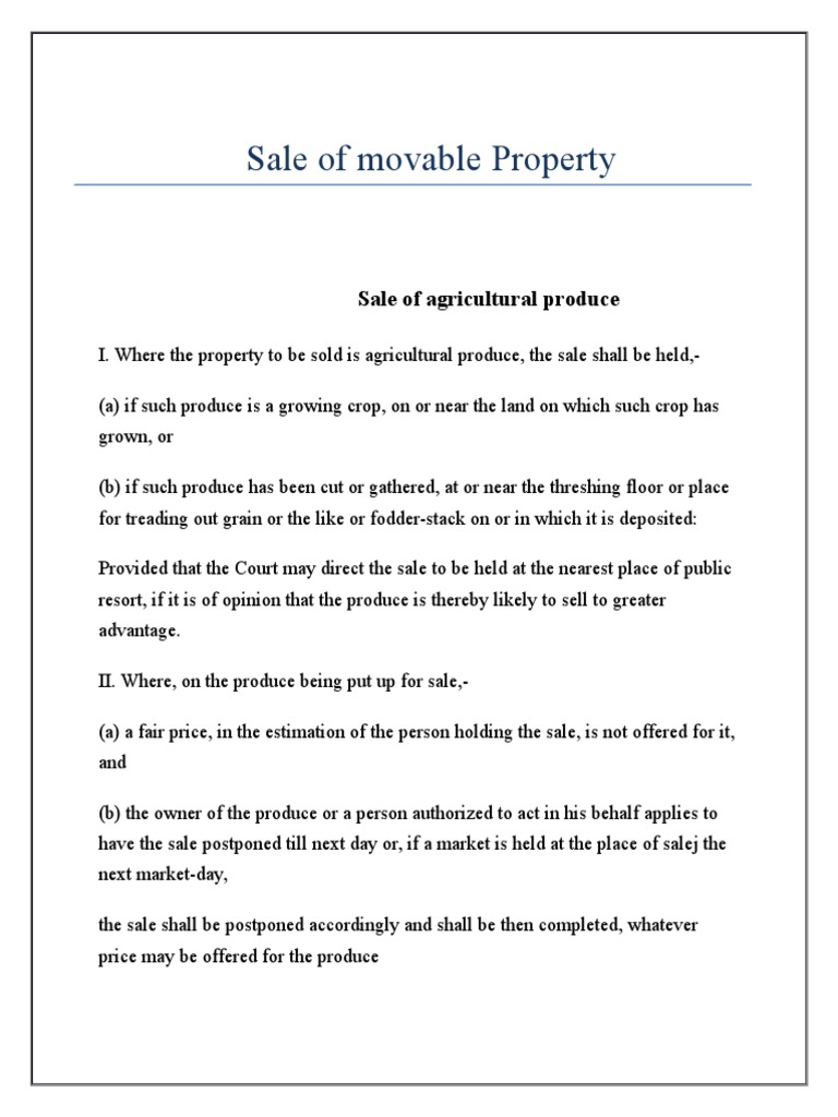 Sale of Movable Property | PDF | Lawsuit | Auction