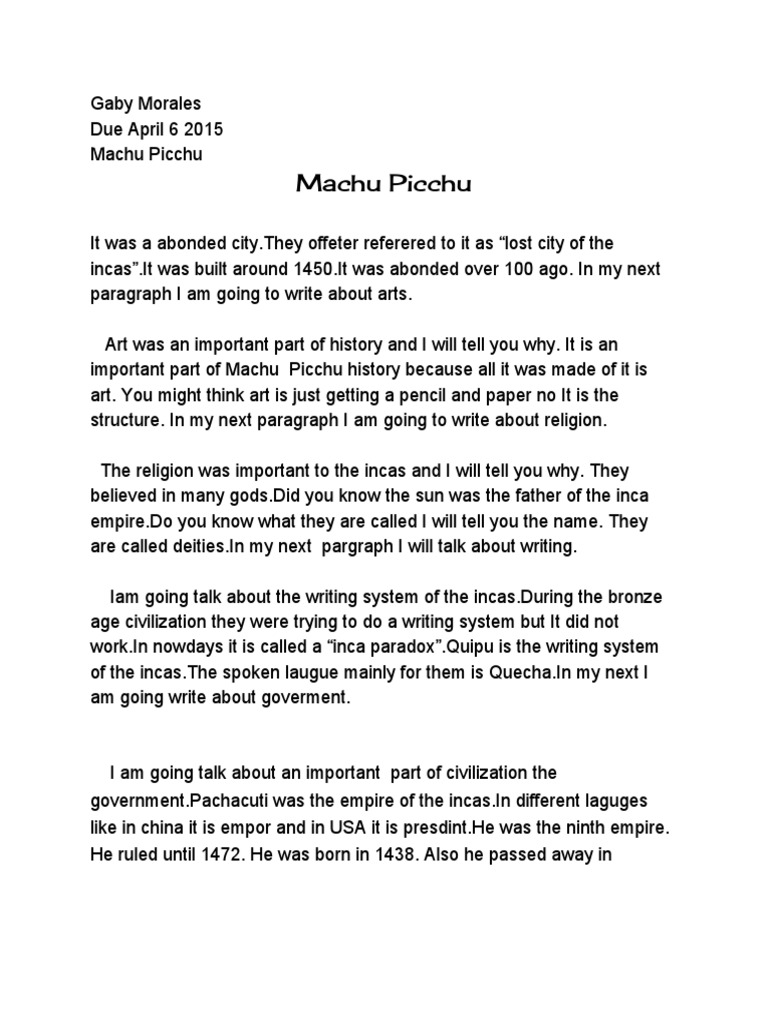 Inca Civilization: Machu Picchu Insights | PDF