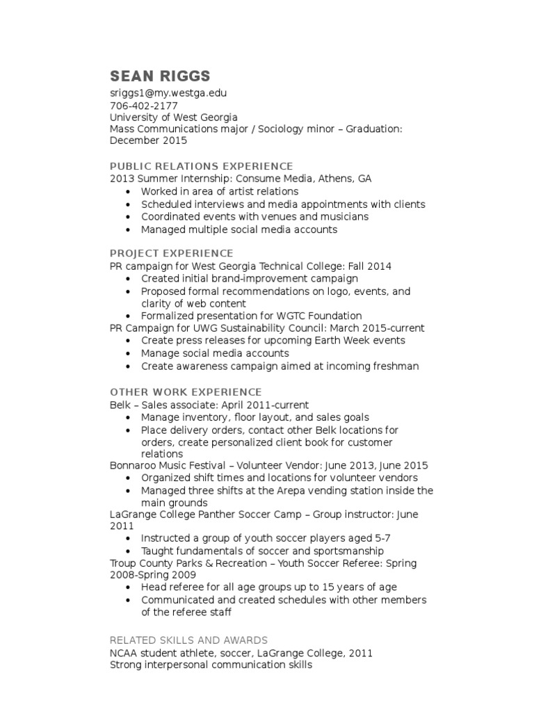 Sean Riggs Resume Final | PDF | Art
