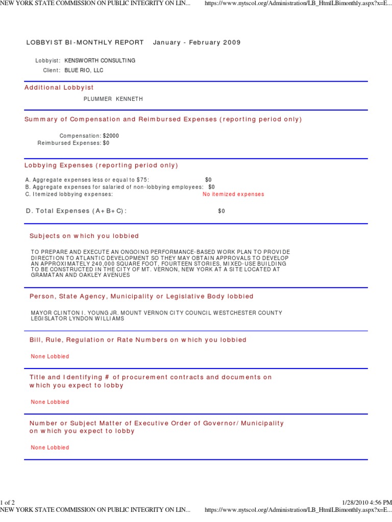 Kenneth Plummer Lobbyist Reports | PDF | Lobbying In The United States ...