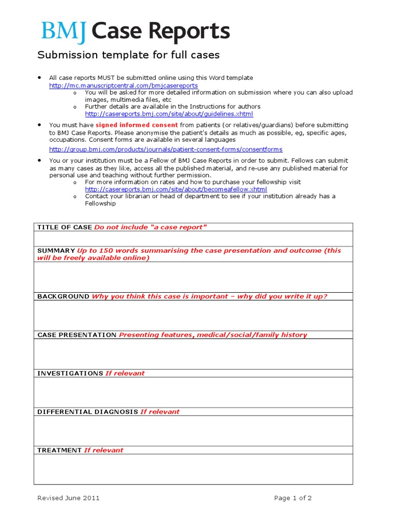 Submission Template For Full Cases: Signed Informed Consent | PDF ...
