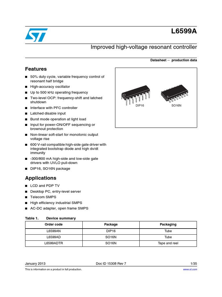 L6599AD | PDF | Capacitor | Mosfet