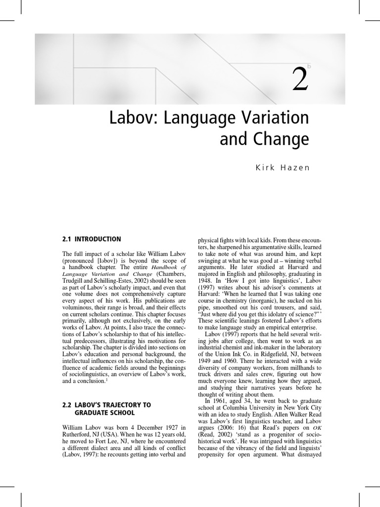 Labov: Language Variation and Change | PDF | Sociolinguistics ...
