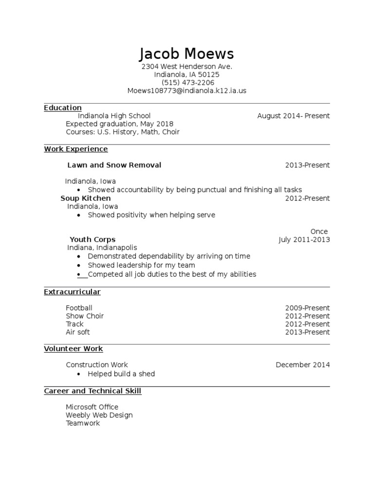 Jacob Moews Resume | PDF