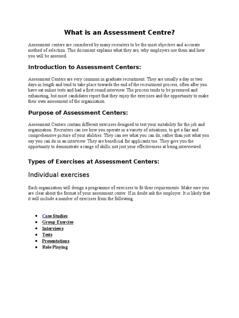 A Comprehensive Guide to Assessment Centers: Understanding the Purpose ...