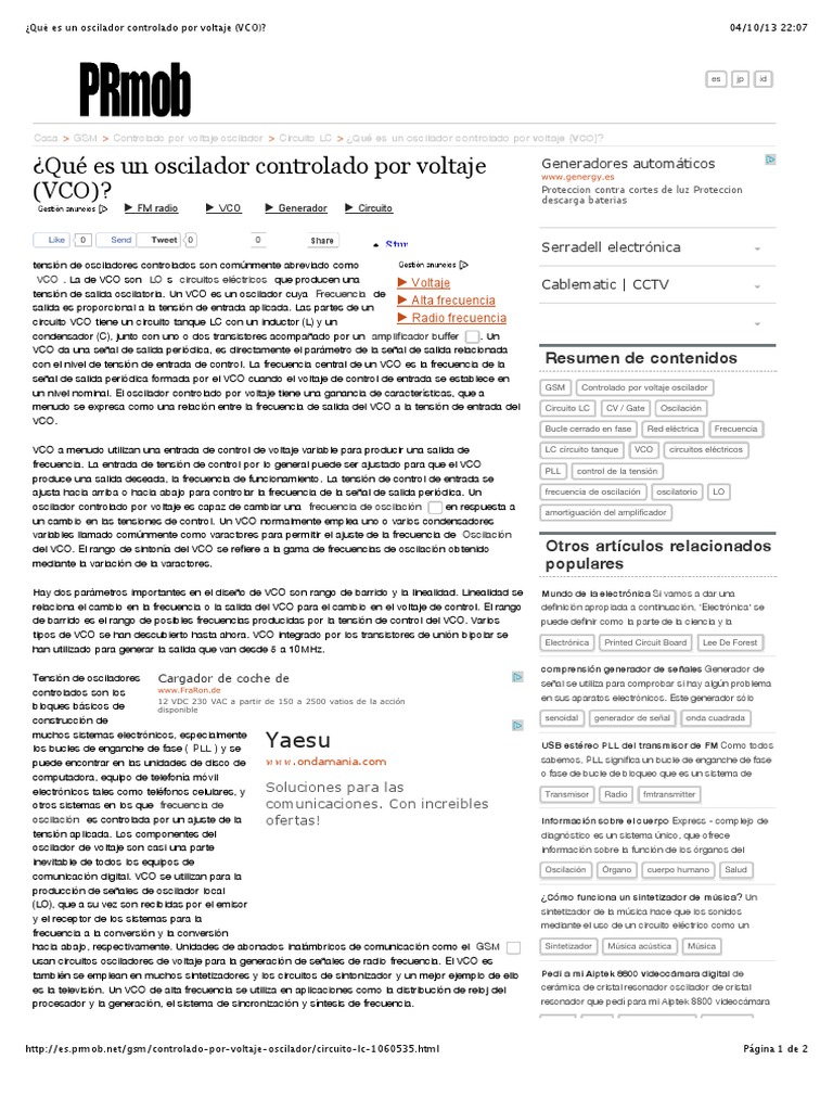 ¿Qué Es Un Oscilador Controlado Por Voltaje (VCO) | PDF | Sintetizador | Electrónica