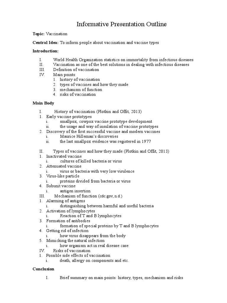 Informative Speech Outline | PDF