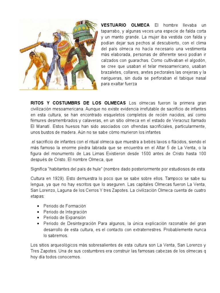 Vestimenta de la Cultura Olmeca | PDF
