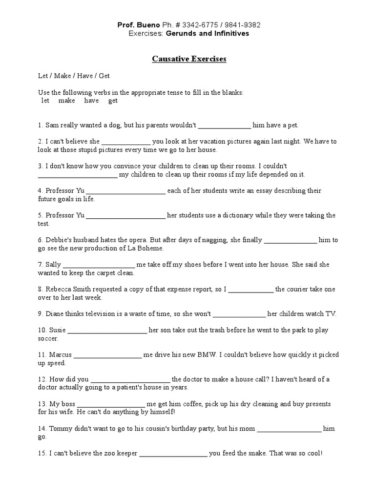 Causative Exercises | Dye | Grammar