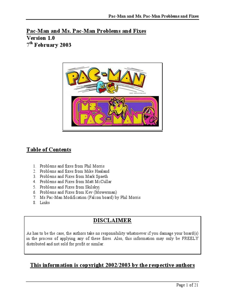 Pac-Man Guide v1.0 | PDF | Read Only Memory | Electrical Connector