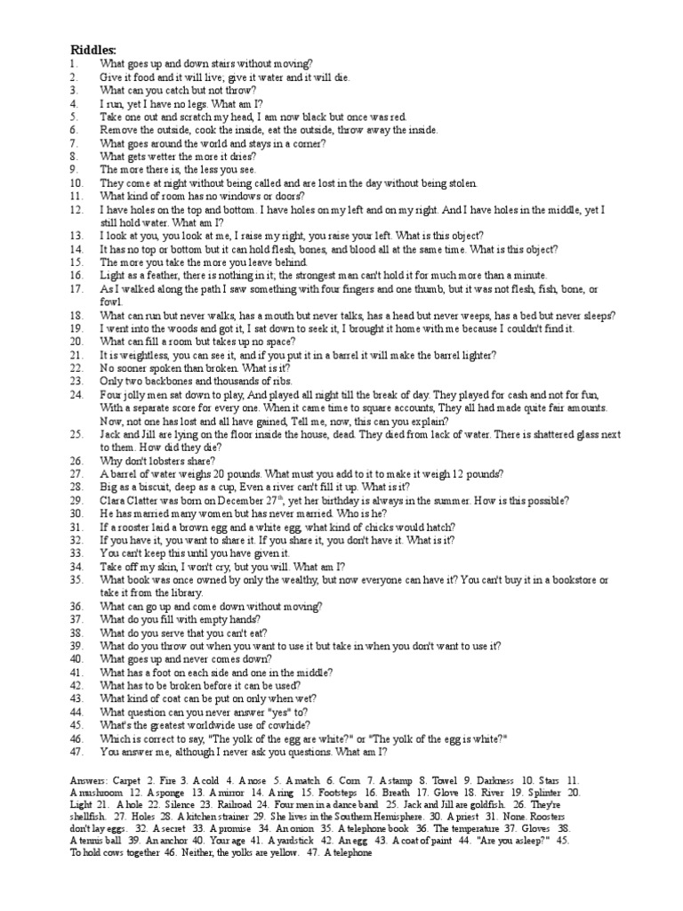 Riddles With Answers | PDF