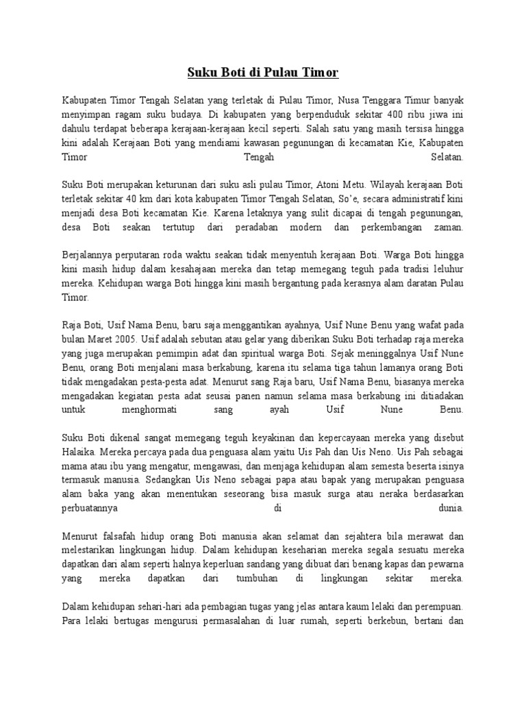 Suku Boti Di Pulau Timor | PDF | Agama & Spiritualitas