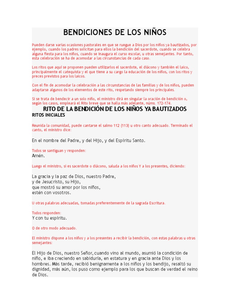 Bendiciones para Niños y Bebés | PDF | Bautismo | Bendición