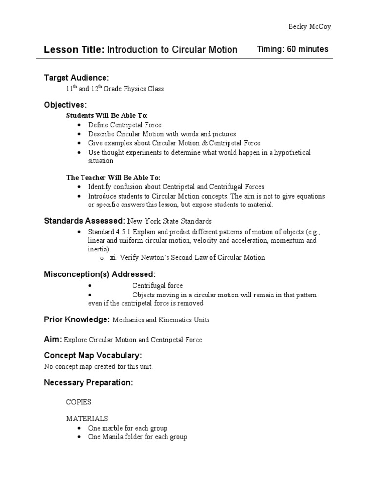 Circular Motion Introduction | PDF | Rotation | Force