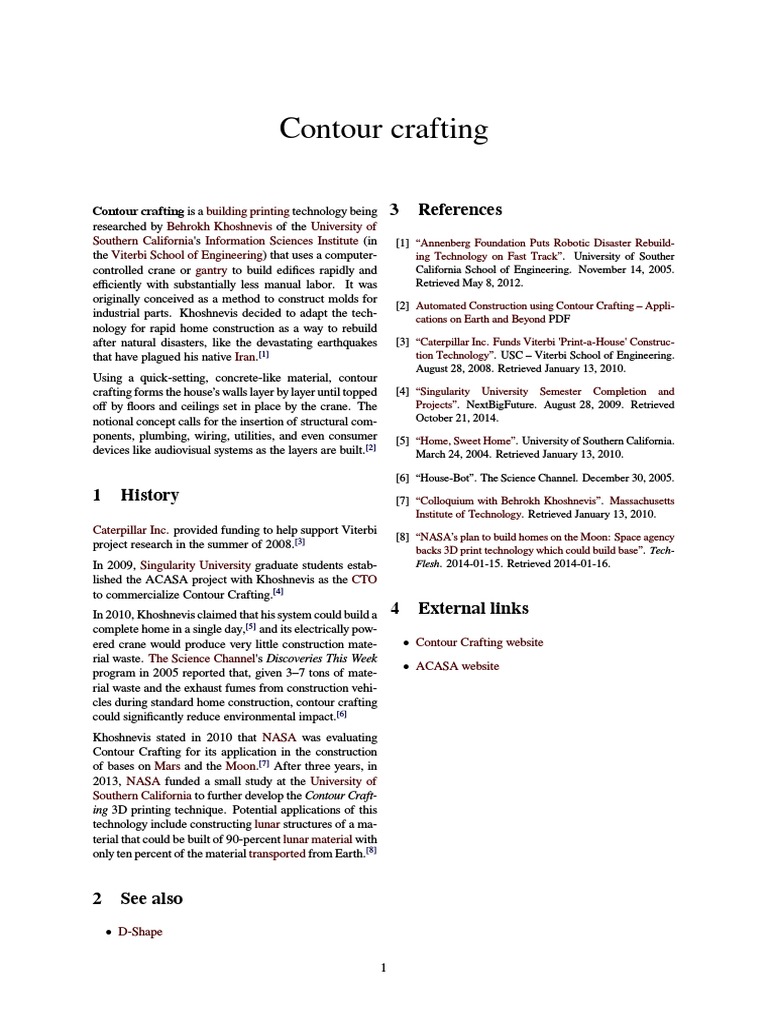 A Brief History and Overview of Contour Crafting - A Construction ...