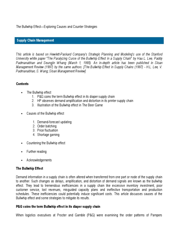 The Bullwhip Effect in HPs Supply Chain | PDF | Inventory | Supply Chain Management
