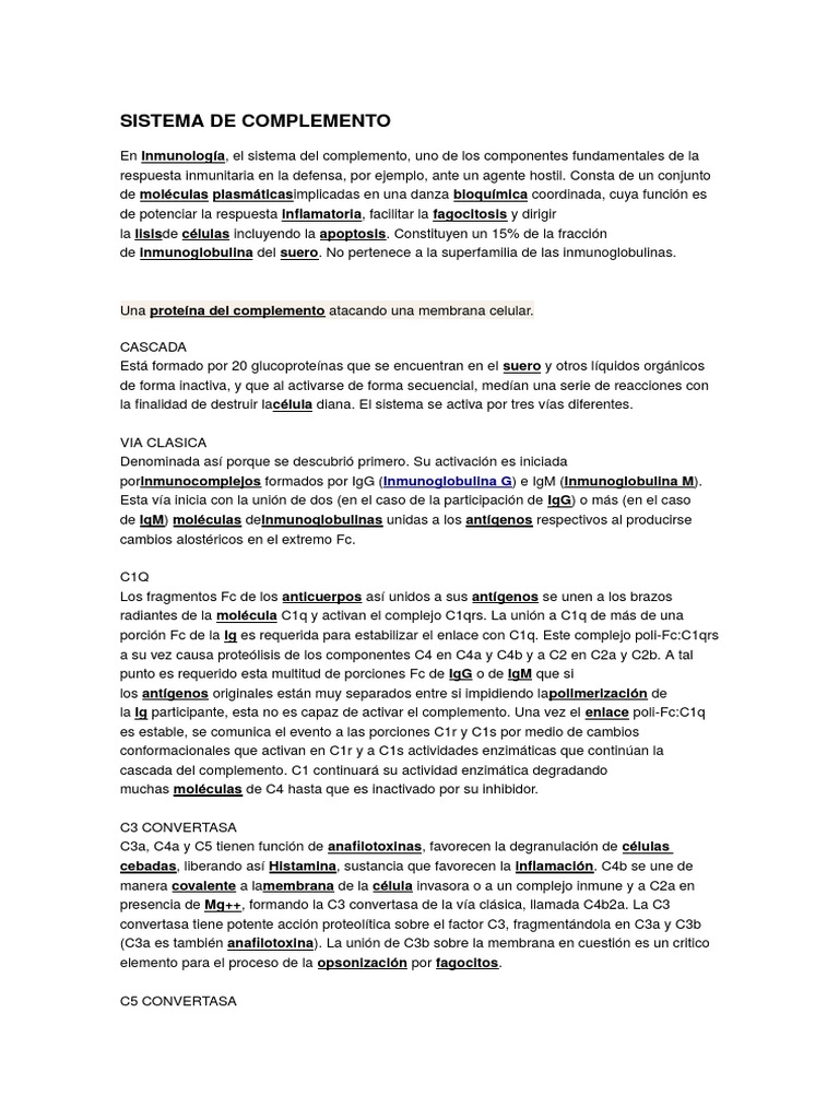 Sistema de Complemento /cascada de Coagulación | PDF | Sistema ...
