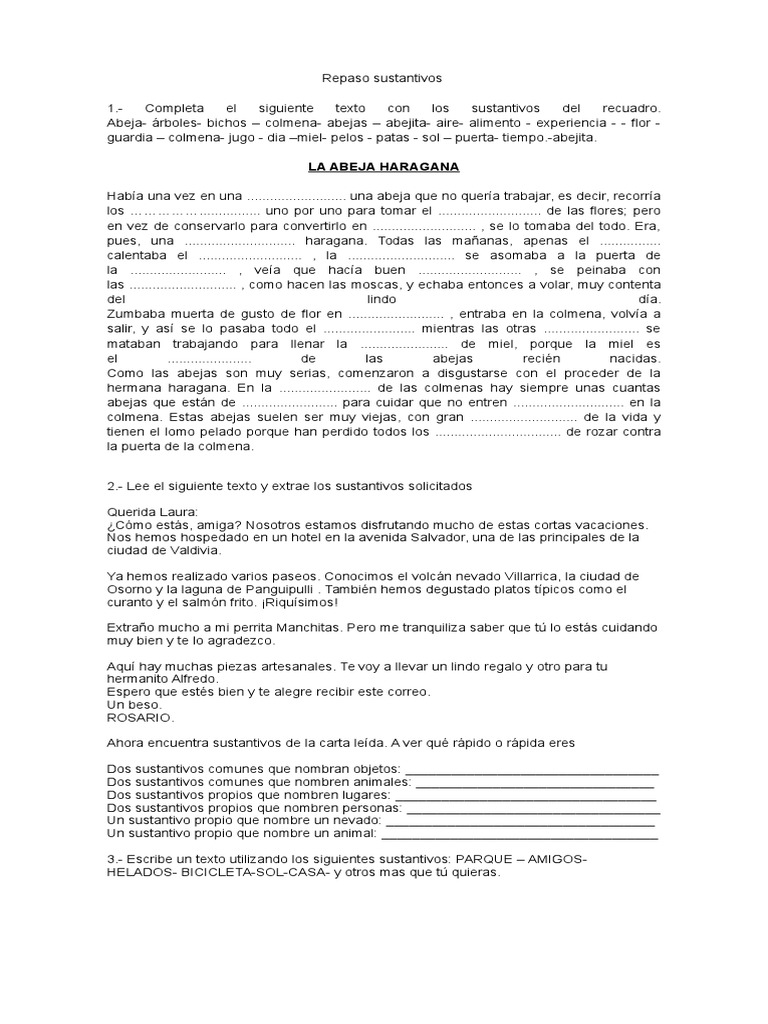 Sustantivos: abeja y colmena | PDF | Abejas | Colmena