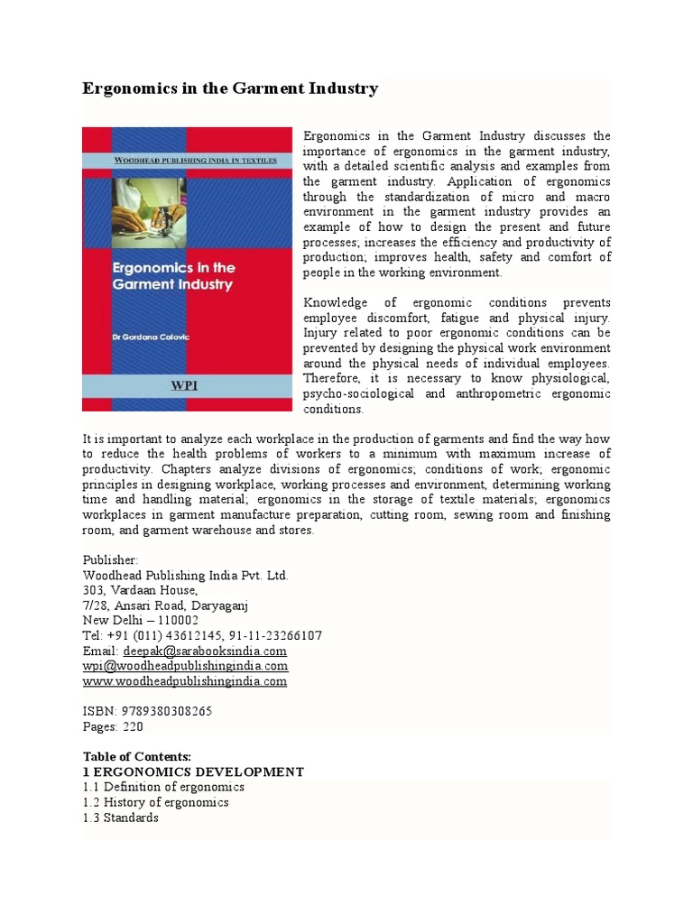 Ergonomics in The Garment Industry | PDF | Human Factors And Ergonomics ...