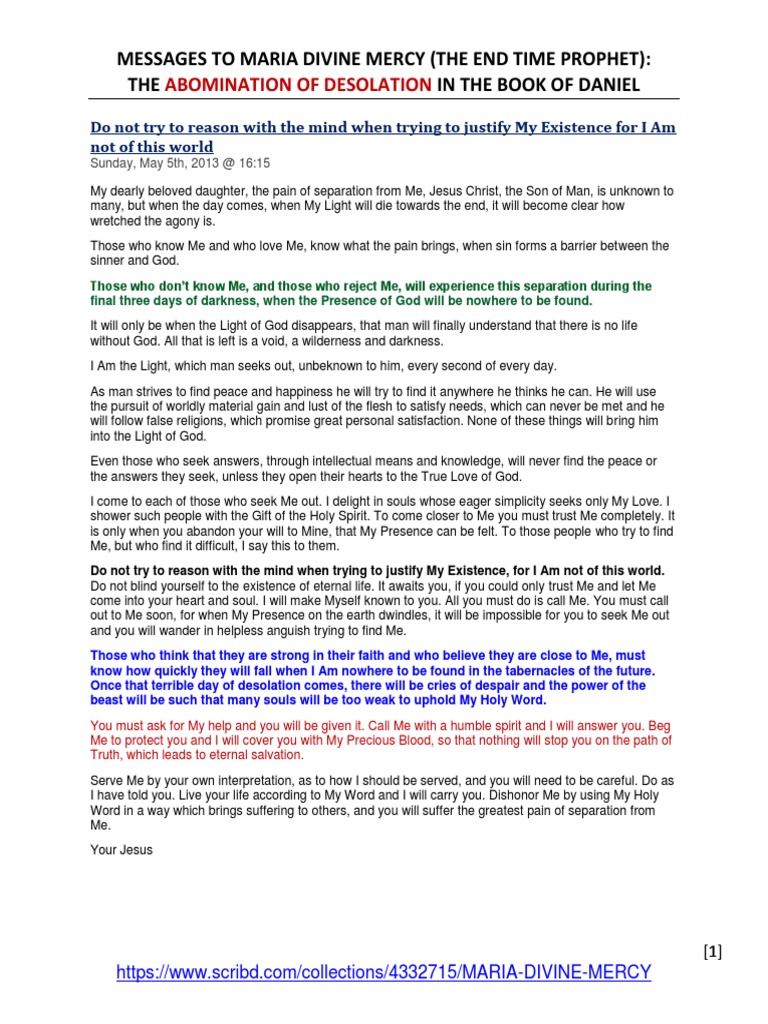 The Abomination of Desolation in the Book of Daniel (Messages to MDM ...