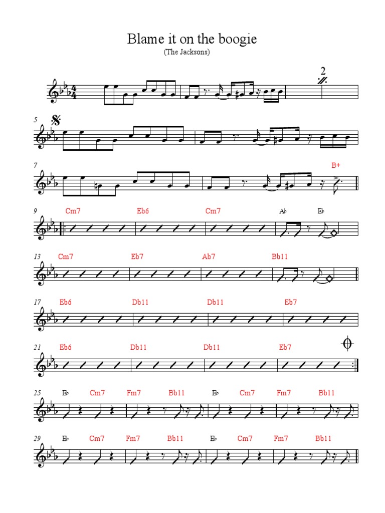 Blame It on the Boogie Lead Sheet